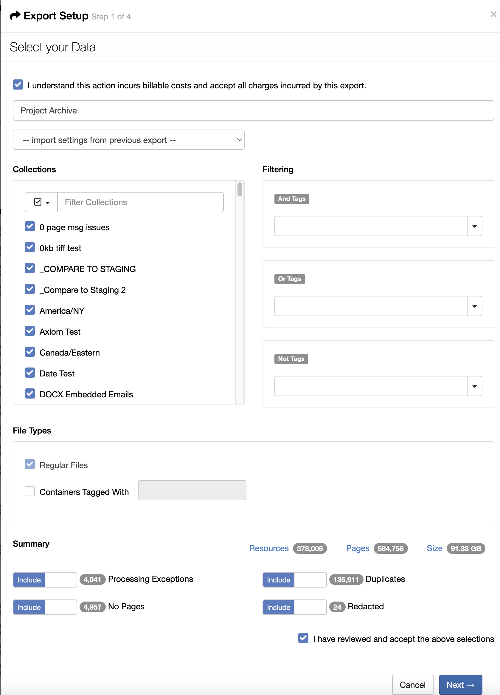 Exporting a Project Archive – Indexed I/O
